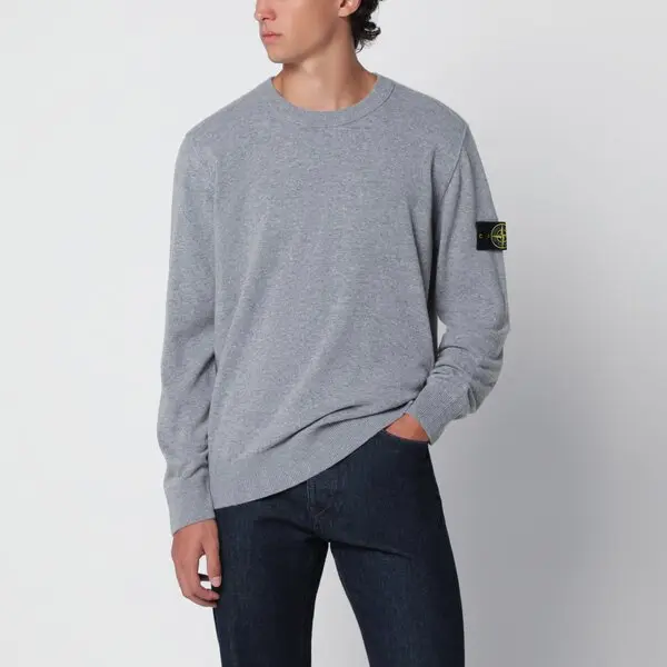 Stone Island Mélange Crewneck Sweater In Wool