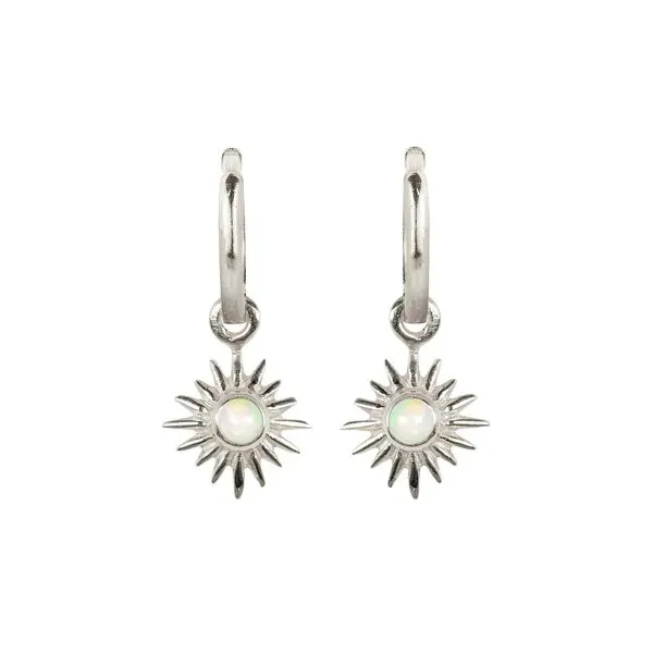 CHARLOTTE'S WEB JEWELLERY Solar Eclipse Sterling Huggie Hoops Opal - Silver