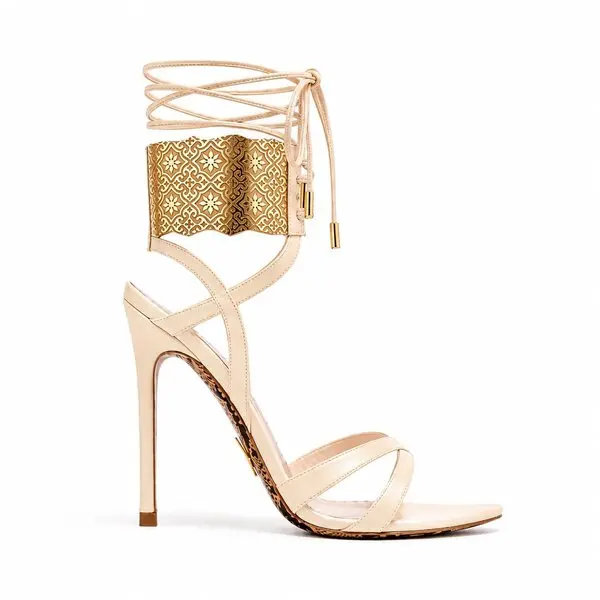 CEDRICK MCDONALD Bianca Leather Stiletto Sandals - Beige/black