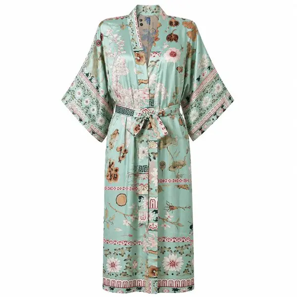WENZI Double-sided Mulberry Silk Kimono - Purple
