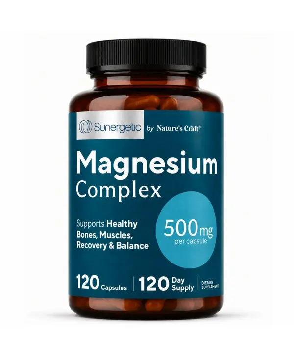 SUNERGETIC Magnesium Citrate And Oxide 500mg Capsules For Bone