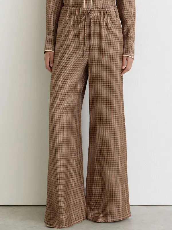 REISS Minnie Wide-leg Check Trousers