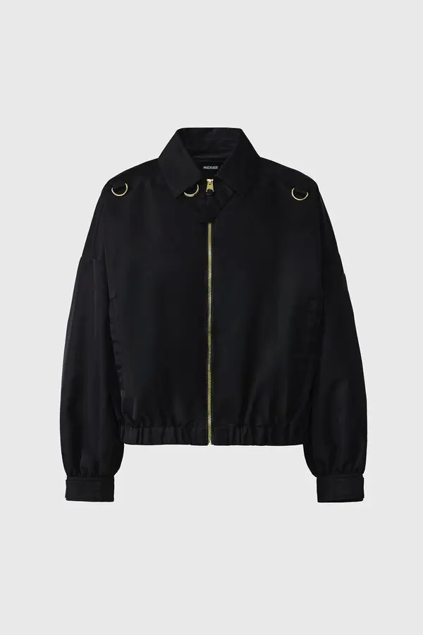 Mackage Olivera Cropped Bomber Jacket - Black
