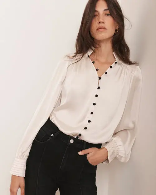 Mint Velvet Contrast Satin Blouse