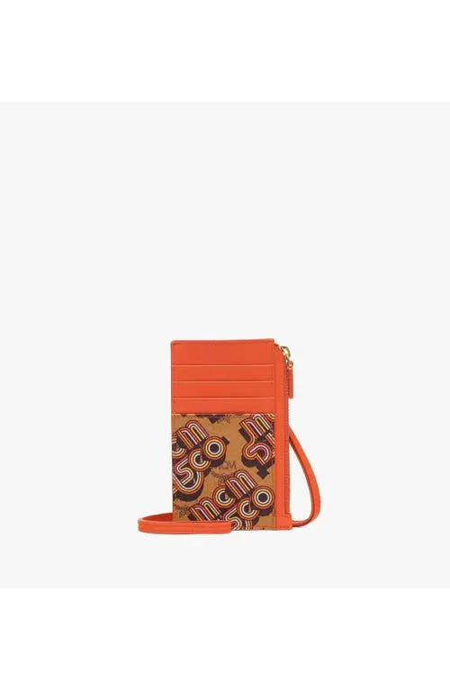 Mcm Aren Lanyard Card Holder In Disco Visetos