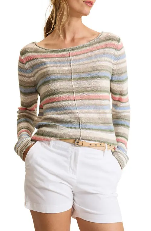 Tommy Bahama Cedar Striped Linen Bateau Neck Sweater
