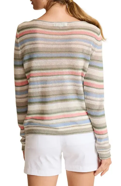 Tommy Bahama Cedar Striped Linen Bateau Neck Sweater