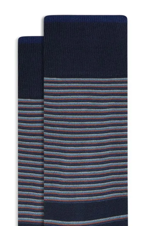 Bugatchi Stripe Cotton Blend Dress Socks