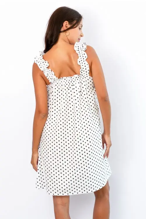 ME AND LIA Mila Polka Dot Dress With Gathered Neckline