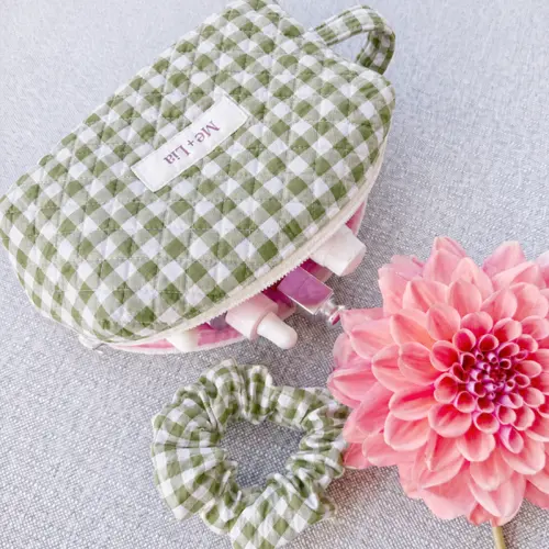 ME AND LIA Make-up Pouchsmall - Gingham Matcha