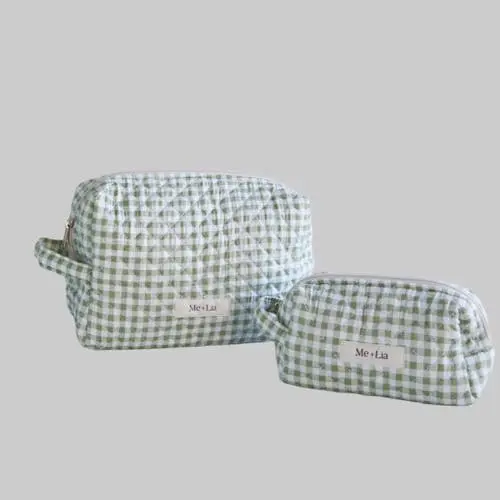 ME AND LIA Make-up Pouchsmall - Gingham Matcha