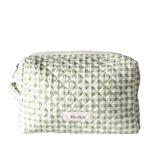 ME AND LIA Make-up Pouchlarge - Gingham Matcha