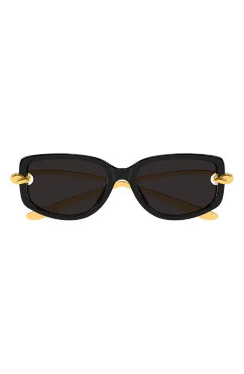 Bottega Veneta Rectangle Sunglasses With Twisted Hardware - Black