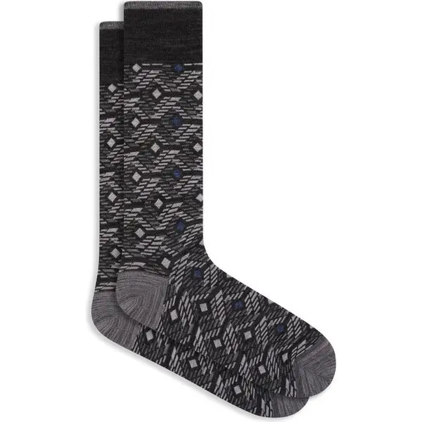 Bugatchi Diamond Patterned Dress Socks - Black