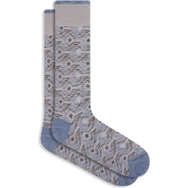 Bugatchi Diamond Patterned Dress Socks - Cement