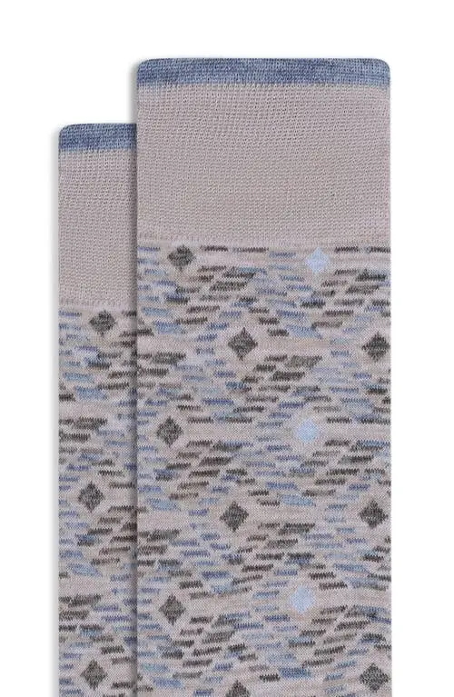 Bugatchi Diamond Patterned Dress Socks - Cement