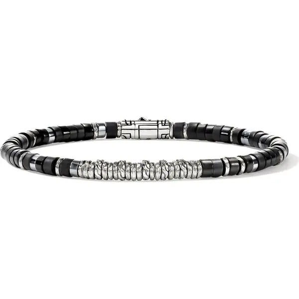 John Hardy Heishi Sterling Onyx & Hematite Bracelet