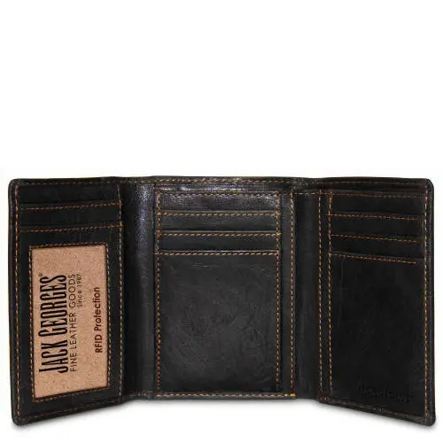 JACK GEORGES Voyager Tri-fold Wallet - Black