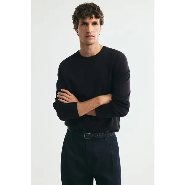 H&M Regular Fit Fine Knit Sweater - Navy Blue