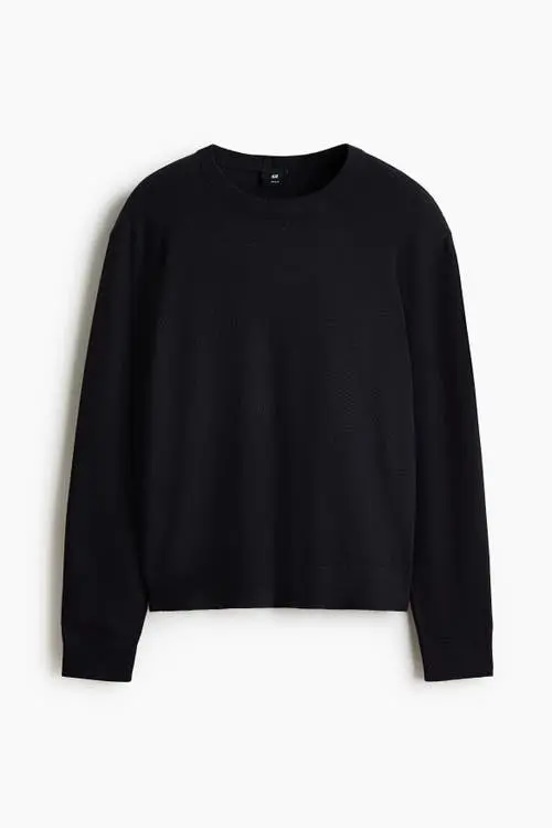 H&M Regular Fit Fine Knit Sweater - Navy Blue