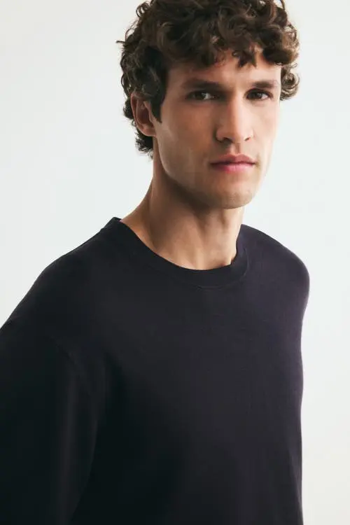 H&M Regular Fit Fine Knit Sweater - Navy Blue