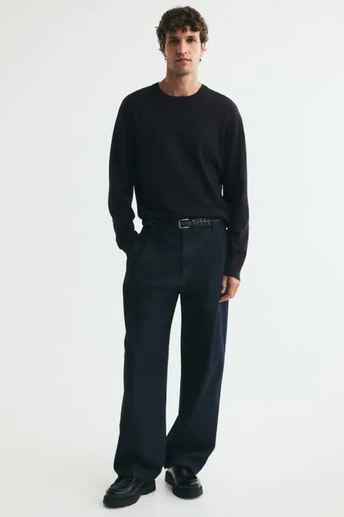 H&M Regular Fit Fine Knit Sweater - Navy Blue