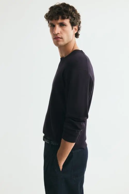 H&M Regular Fit Fine Knit Sweater - Navy Blue