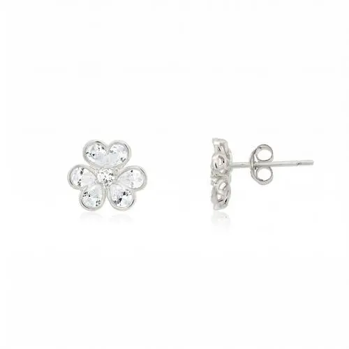 THE LOVERY FINE JEWELRY Gold-plated Cubic Zirconia Flower Stud Earrings - Sterling Silver