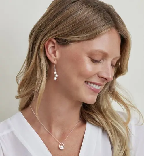 The Pearl Source Japanese Akoya Pearl Jamie Pendant - White Gold