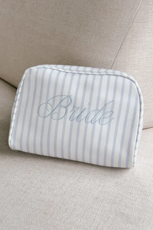UNTAMED PETALS Bride Striped Cosmetic Bag - Blue
