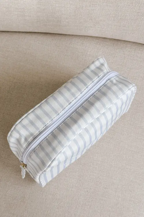 UNTAMED PETALS Bride Striped Cosmetic Bag - Blue