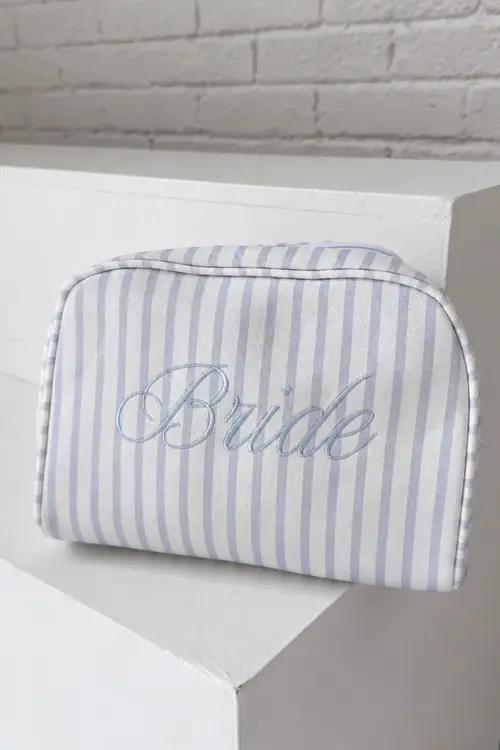 UNTAMED PETALS Bride Striped Cosmetic Bag - Blue