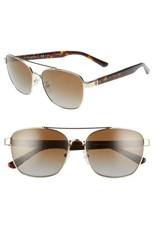 Tory Burch 57mm Polarized Gradient Navigator Sunglasses