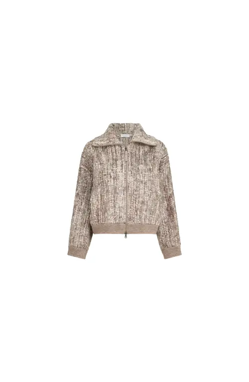 Brunello Cucinelli Dazzling Tree Bark Embroidery Mohair And Wool Cardigan