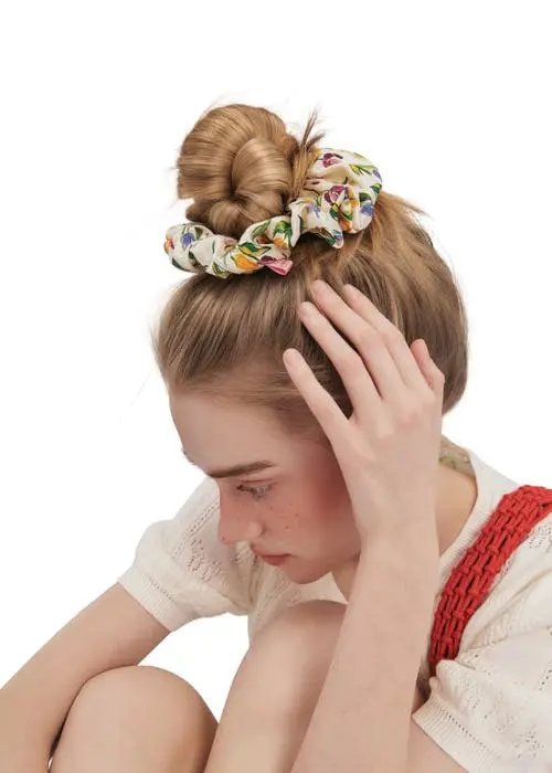 OLAH Tulip Printed Silk Scrunchie