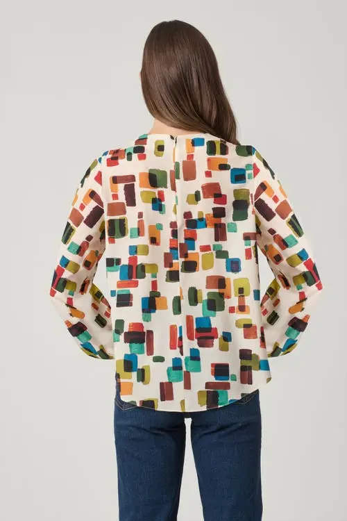 Shoshanna Brushstroke Print Paxton Top