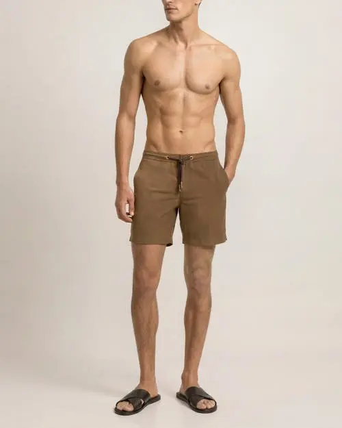 Orlebar Brown Bulldog Drawcord Mid-length Lightweight Drawcord Swim Shorts - Bronze