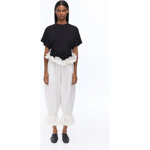 H&M Batwing Sleeve Pima Cotton Top With Ruched Detailing