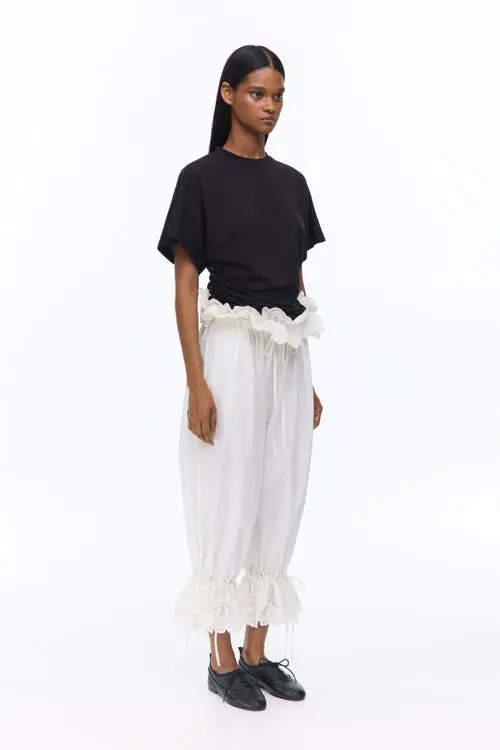 H&M Batwing Sleeve Pima Cotton Top With Ruched Detailing