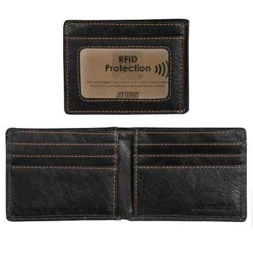 JACK GEORGES Voyager Slim Bifold Wallet - Black