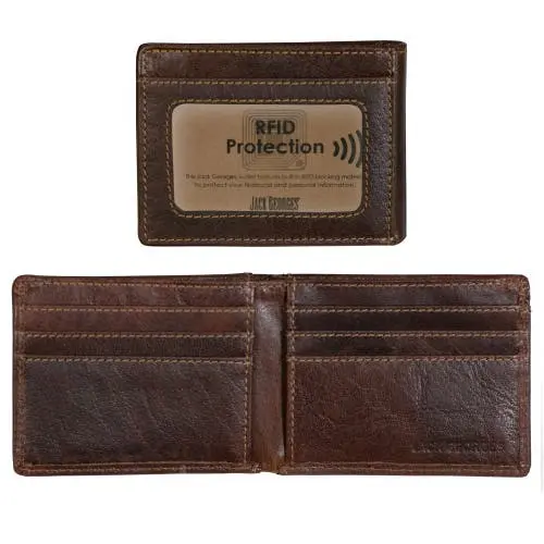 JACK GEORGES Voyager Slim Bifold Wallet - Brown