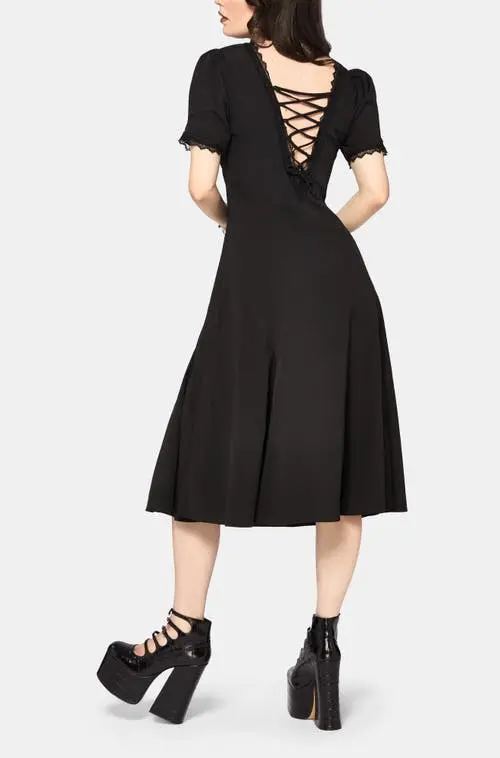 DISTURBIA Sancia Lace Trim V-neck Midi Dress