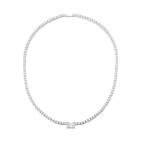 UNTAMED PETALS Monaco Crystal Necklace - Metallic Silver
