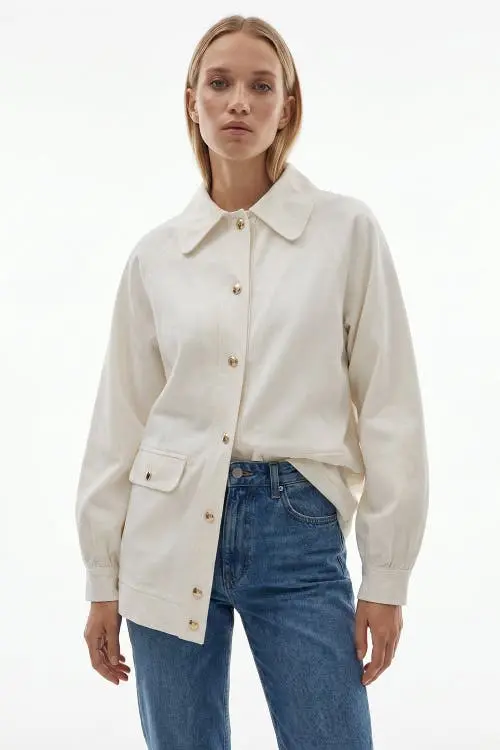 EXQUISE Delancy Shirt Collar Long Sleeve Jacket