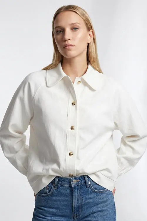EXQUISE Delancy Shirt Collar Long Sleeve Jacket