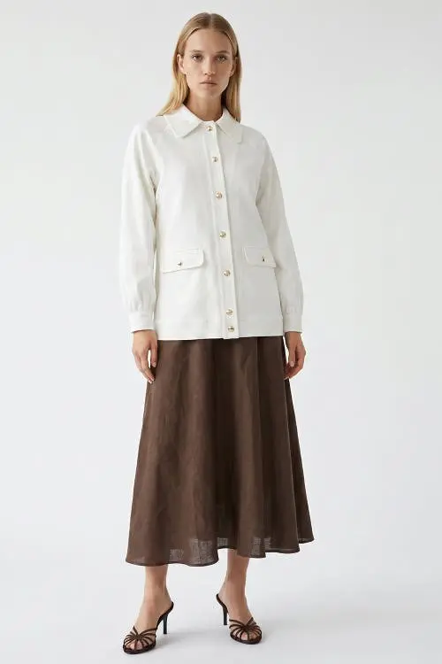 EXQUISE Delancy Shirt Collar Long Sleeve Jacket