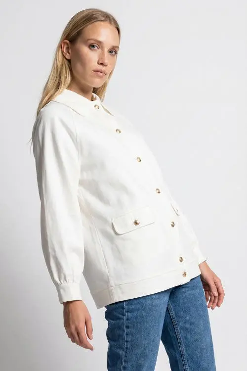 EXQUISE Delancy Shirt Collar Long Sleeve Jacket