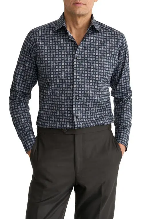 Eton Contemporary Fit Geometric Dress Shirt - Navy