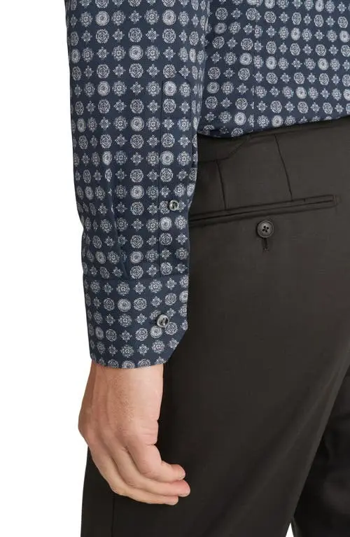 Eton Contemporary Fit Geometric Dress Shirt - Navy
