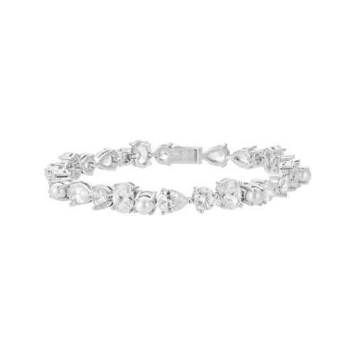 UNTAMED PETALS Pearl And Crystal Bracelet - Metallic Silver
